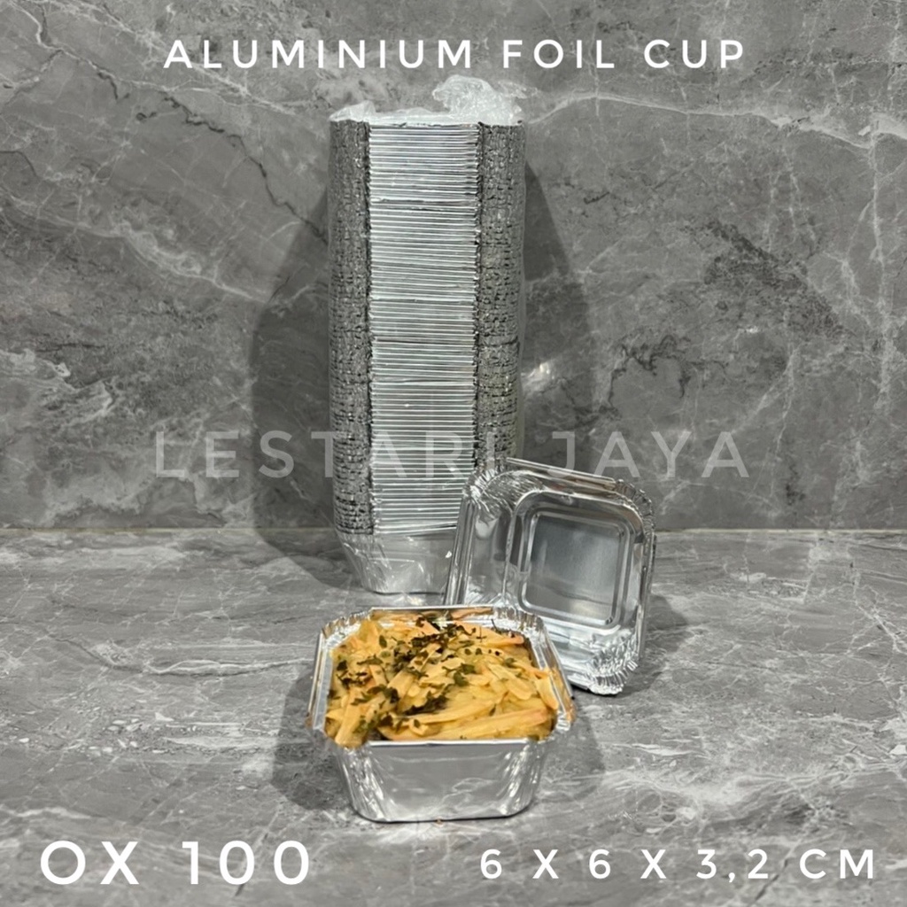 Jual Alumunium Foil Cup Tray OX100 Wadah Kotak Pudding Pasta Kue ...