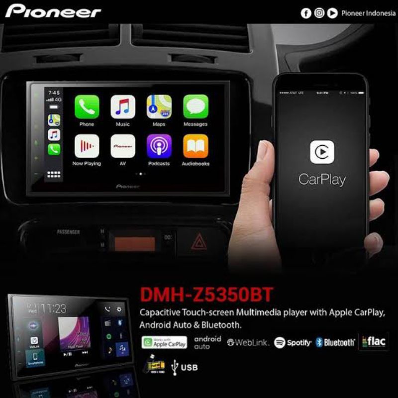 Jual Pioneer DMH-Z5350BT Double Din Digital Apple Carplay Android Auto | Shopee Indonesia
