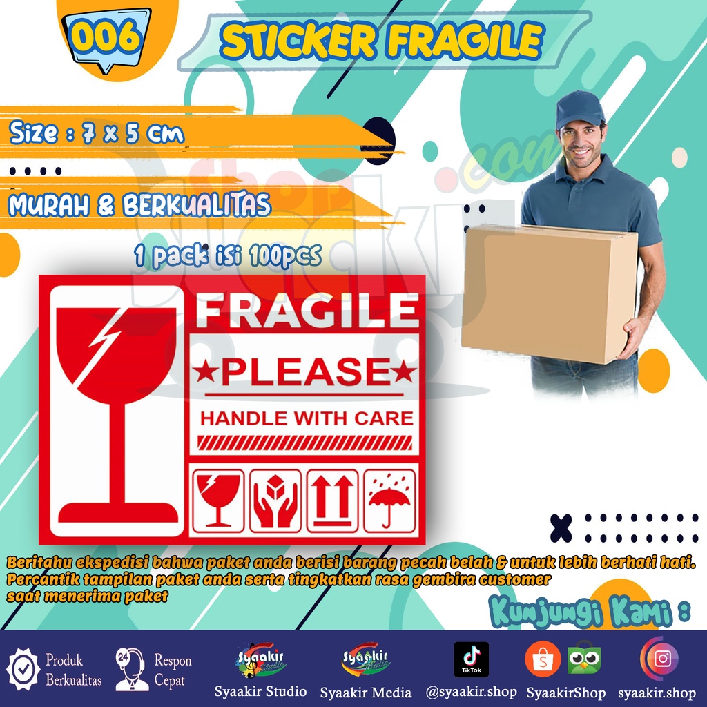 Jual Stiker Fragile Stiker Pecah Belah Stiker Label Pengiriman Sticker ...