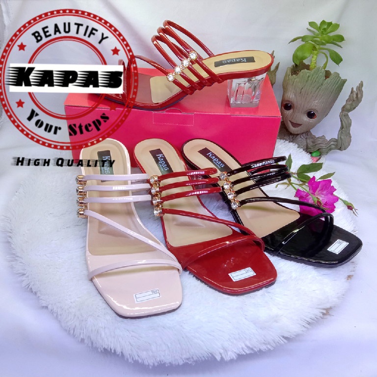 Jual Sandal Heels Kaca Tali-Tali Vareasi Permata Cantik Ks 87 | Shopee ...