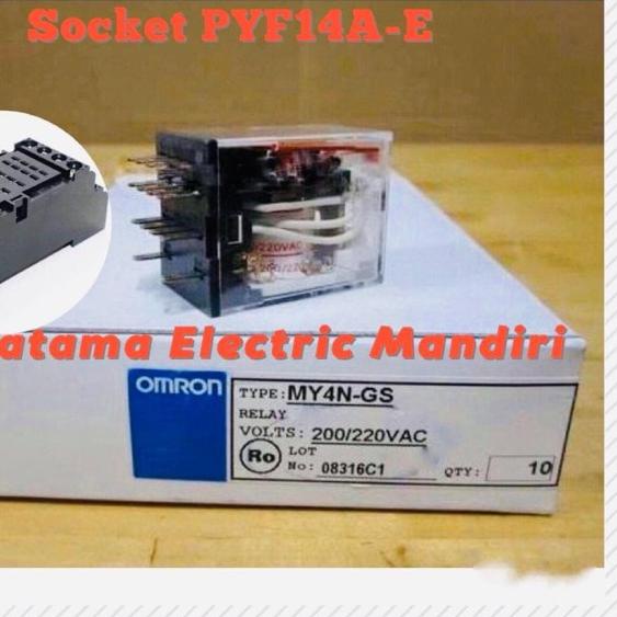 Jual OMRON Relay MY4N-GS MY4N 220VAC 220V 3A dan Socket PYF14A-E ...