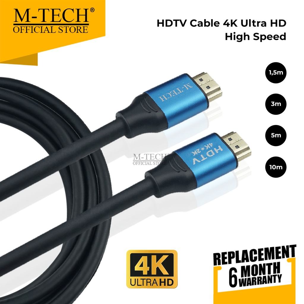 Jual MTECH Kabel HDMI 4K Male to Male 2.0 Gold Plated untuk HDTV LCD ...