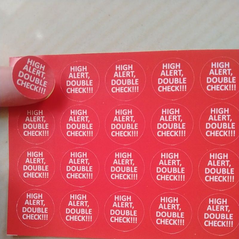 Jual Label High Alert Double Check Bulat isi 64 | Shopee Indonesia
