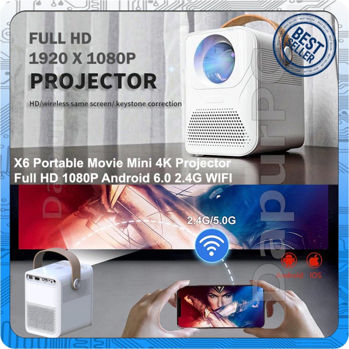 Jual X6 Portable Movie Mini 4K Projector Full HD 1080P Android 2.4G ...