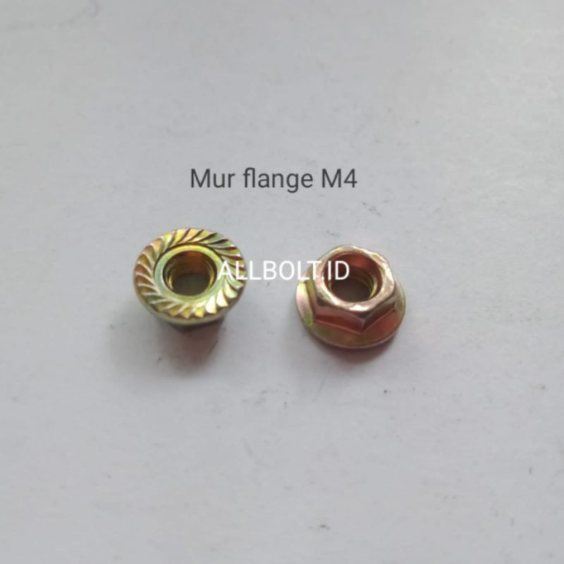Jual (paket 5pcs) mur flange baut 7 / 4mm kuning ( 5 biji ) | Shopee ...