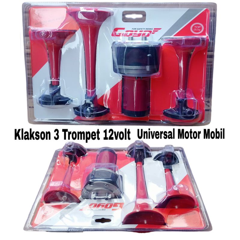 Jual Klakson 3 Trompet 3 Corong Telet 12volt Universal Motor Mobil ...