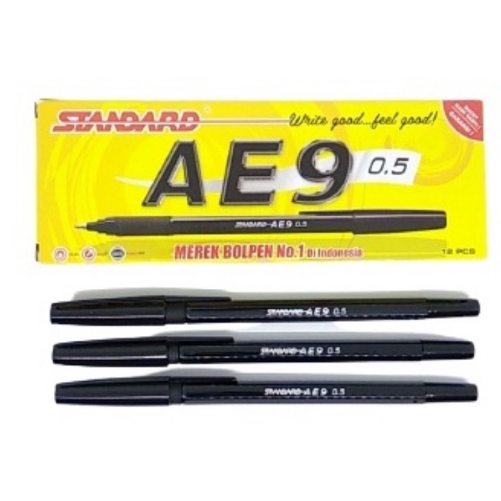 Jual Standard Pen - AE9 0.5 Isi 12 pcs ( Pulpen, Pena, Ballpoint ) | Shopee Indonesia