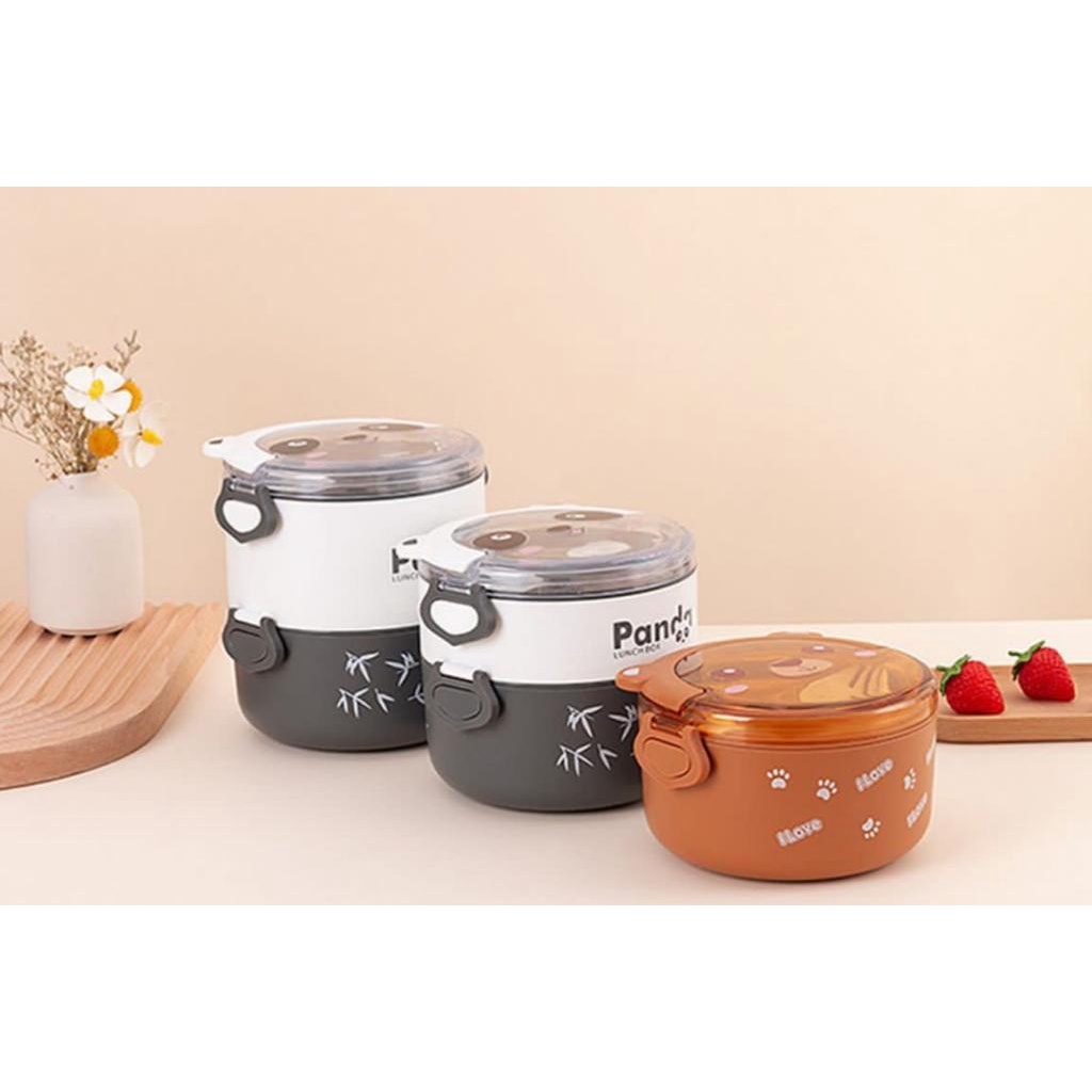 Jual T24 - Lunch Box Set Bulat / Tempat Makan Anak Motif Lucu / Kotak ...