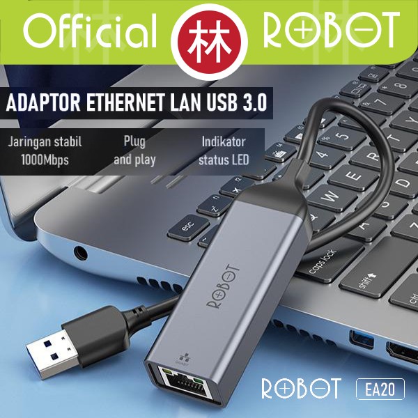 Jual Robot EA20 Ethernet Adapter USB3.0 1000Mbps RJ45 LAN Adaptor USB 3 ...