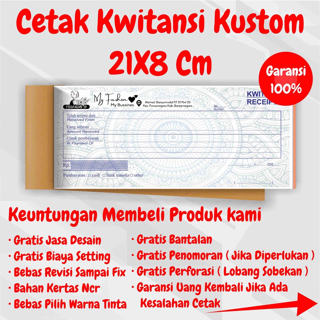 Jual CETAK KWITANSI PEMBAYARAN CUSTOM 1 PLAY 2 PLAY, UKURAN 21 X8 CM ...
