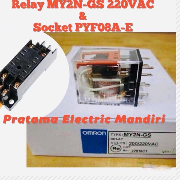 Jual OMRON Relay MY2N-GS MY2N 220VAC 220V dan Socket PYF08A-E ORIGINAL | Shopee Indonesia