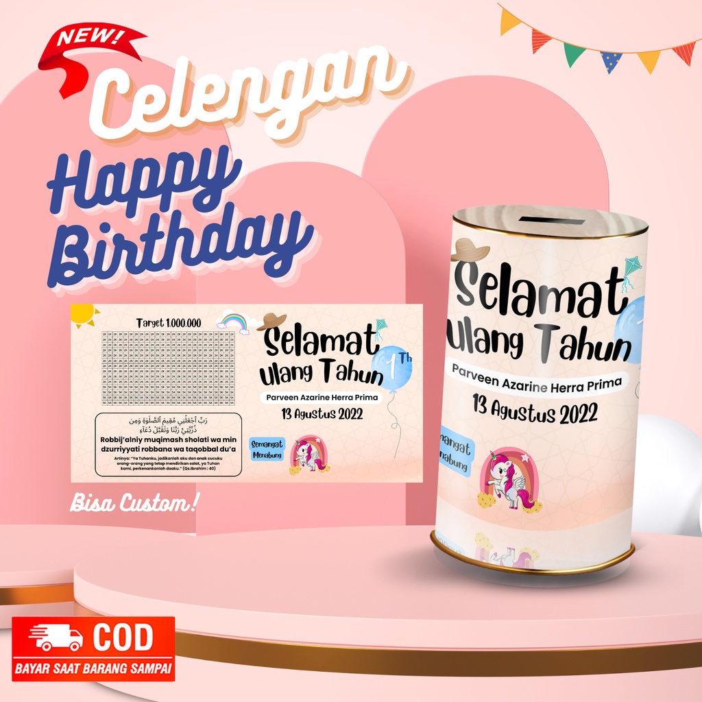 Jual CELENGAN CUSTOM BIRTHDAY | SOUVERNIR ULANG TAHUN | CELENGAN ULANG ...