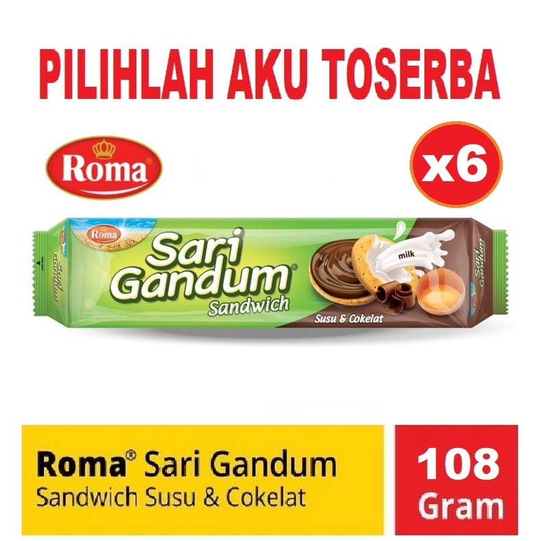 Jual Roma Sari Gandum Sandwich Susu & Cokelat 108 gr - ( HARGA PAKET ...