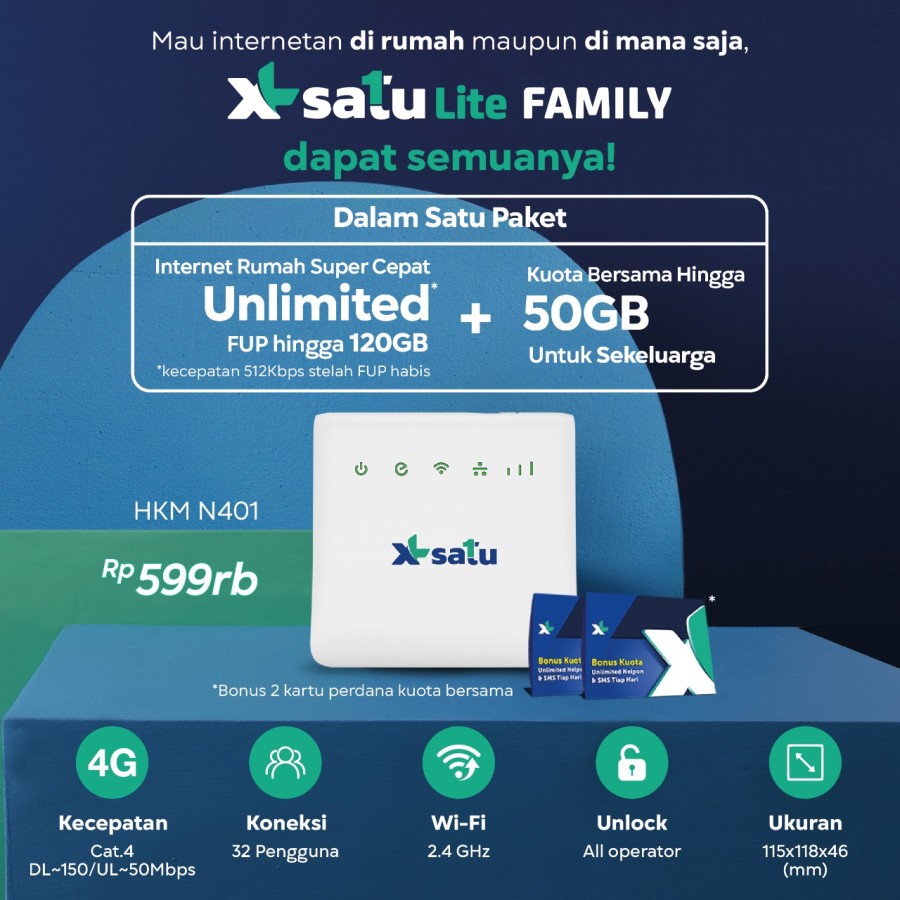 Jual Modem Wifi HKM N401 Home Router 4G Unlock Free 170GB XL SATU LITE ...