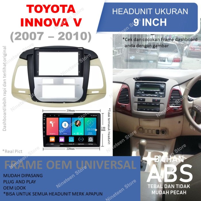 Jual Frame Toyota Innova Type V AC Digital Untuk Head unit Android 9 ...