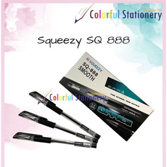 Jual Pulpen / Ballpoint / Pen Gel Squeezy SQ 888 (12 Pcs) | Shopee ...