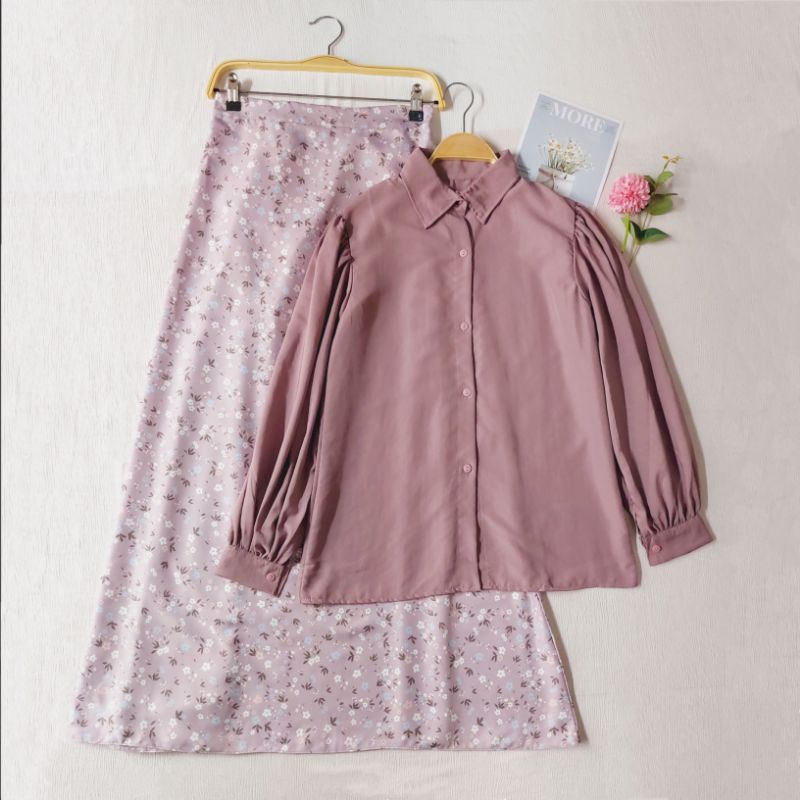 Jual Setelan Rok Blouse Wanita Model Puffy Motif Kekinan Murah | Shopee ...