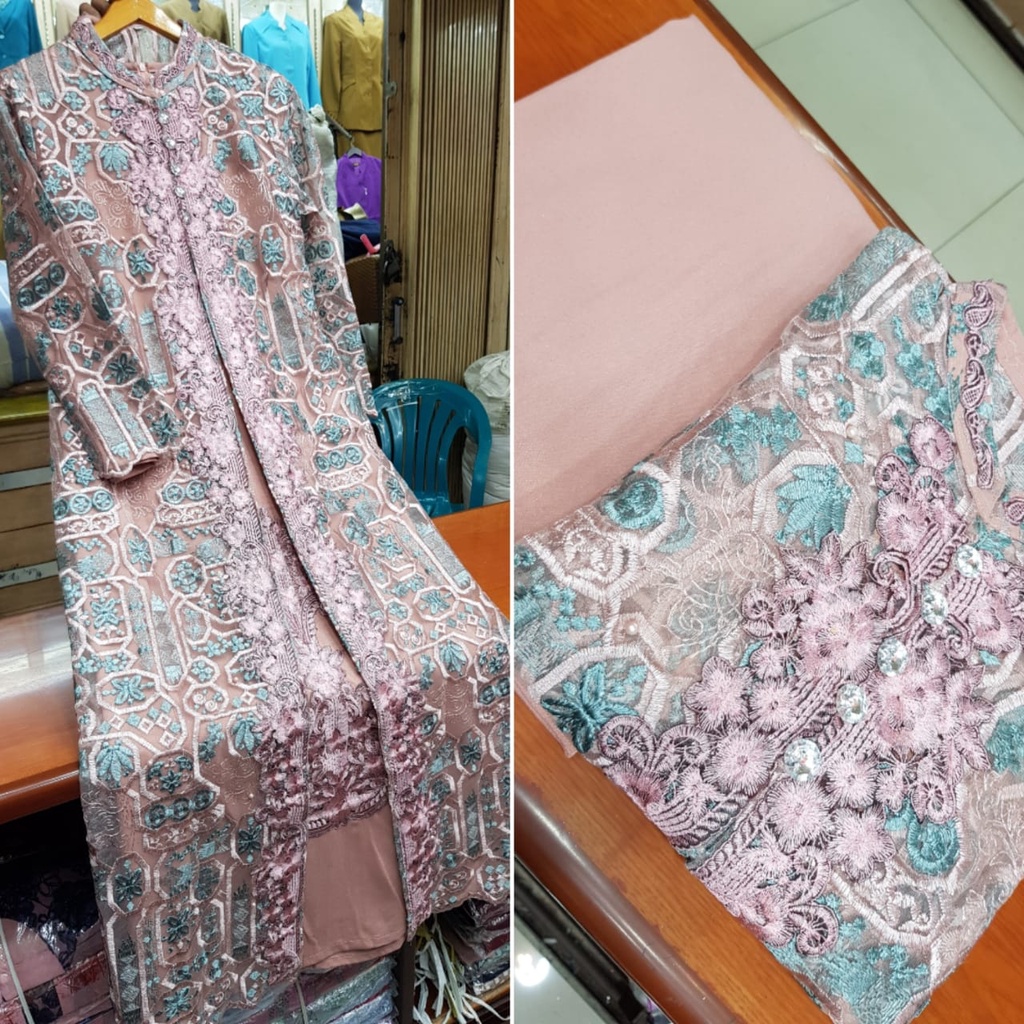 Jual GAMIS CARDIGAN TULLE TWO TONE / GAMIS TULLE PAYET / GAMIS TULLE ...