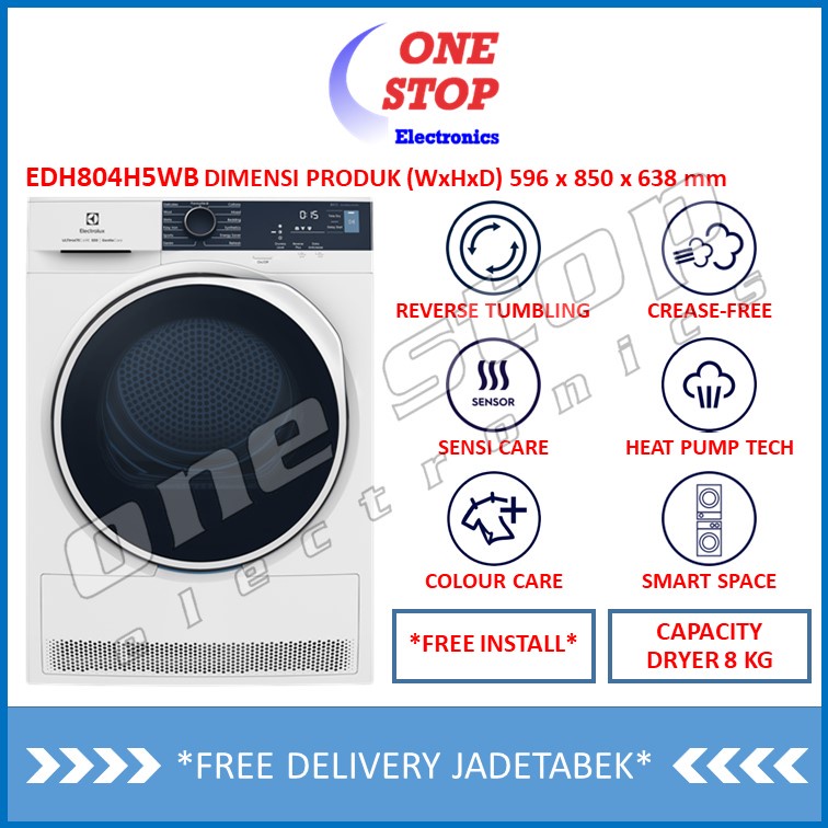 Jual ELECTROLUX EDH804H5WB / EDH 804H5WB Heat Pump Dryer 8Kg | Shopee ...