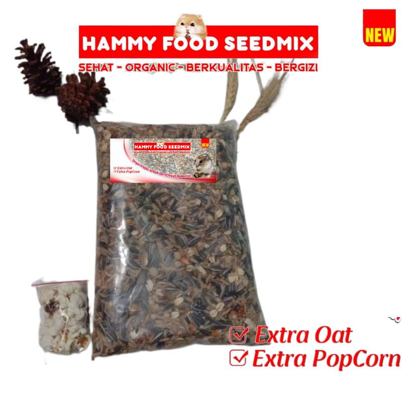 Jual NEW Hammy Seedmix 500gr EXTRA OATS Bonus Popcorn Racik Hamster ...