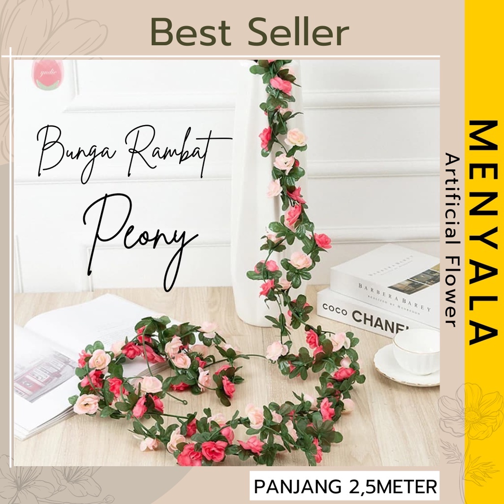Jual Bunga Rambat PEONY 2.5 meter - Kelopak Peony Coral - Bunga Hias ...