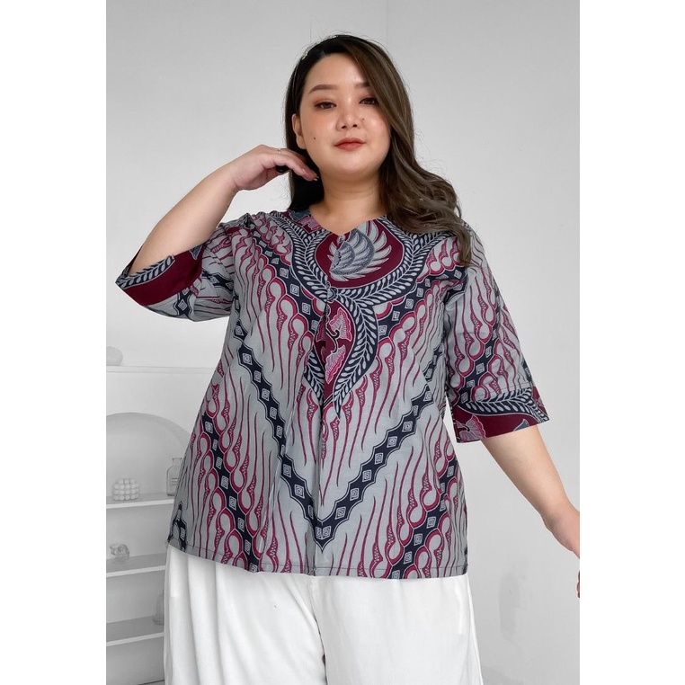 Jual Xtramiles - Elisha Batik Top NEW | Atasan Batik Wanita Plus Size ...