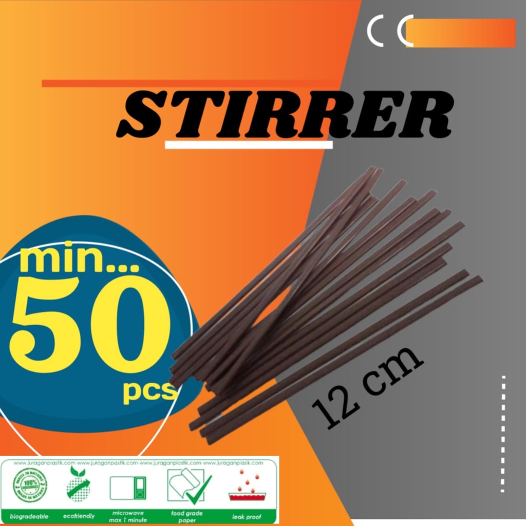 Jual Coffee Stirer Stirrer Straw 12 cm Sedotan Pipih Coklat Pengaduk ...