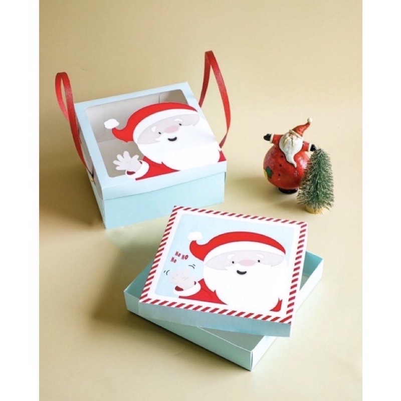 Jual (Min 5pcs) Christmas Santa Window Hampers Box 25x25cm - Kotak Kue ...