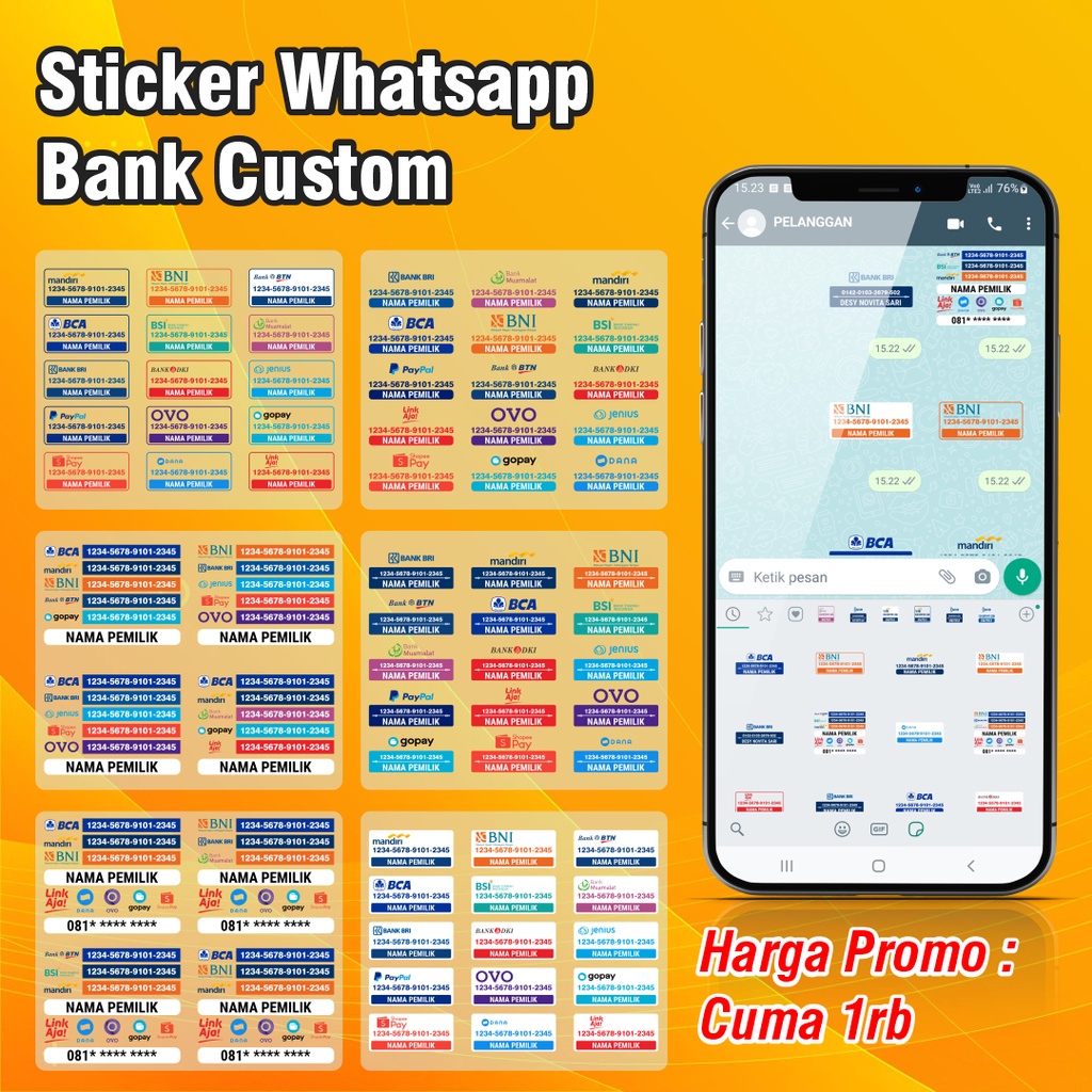 Jual Custom Stiker Whatsapp - Stiker Rekening / E Wallet | Shopee Indonesia
