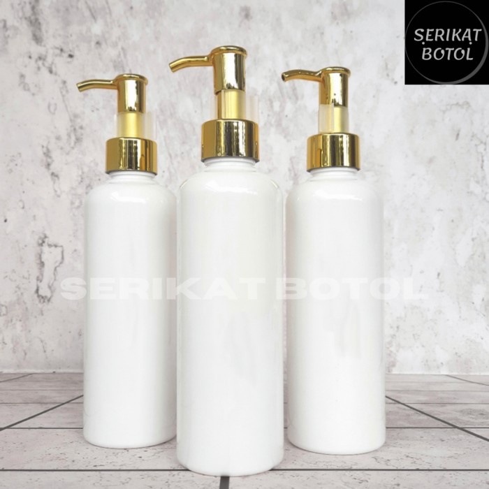 Jual BOTOL PUMP REFILL 250ML GOLD / BOTOL 250 ML PUMP LUXURY GOLD PUTIH | Shopee Indonesia