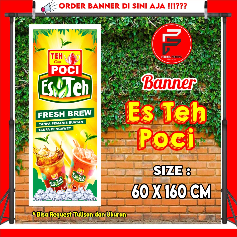 Jual Banner Es Teh Poci / Spanduk Es Teh Poci / banner Minuman Es teh Ukuran 60 x 160 cm ...