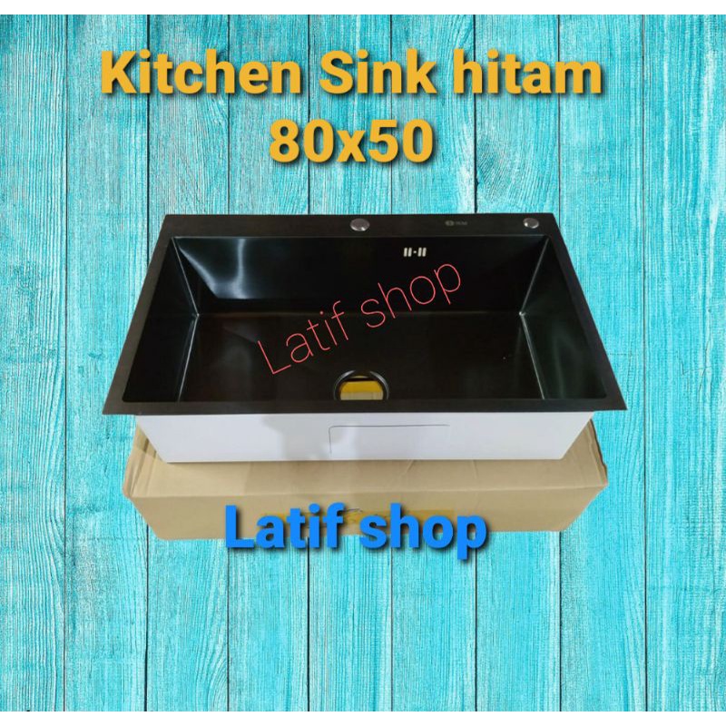 Jual Paket kitchen sink 8050 hitam+kran flexible hitam bak cuci piring ...