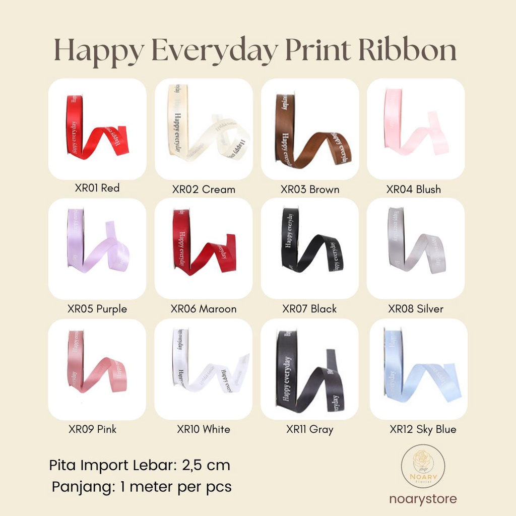Jual Happy Everyday Print Ribbon / Pita Satin / Ribbon / Pita Import ...
