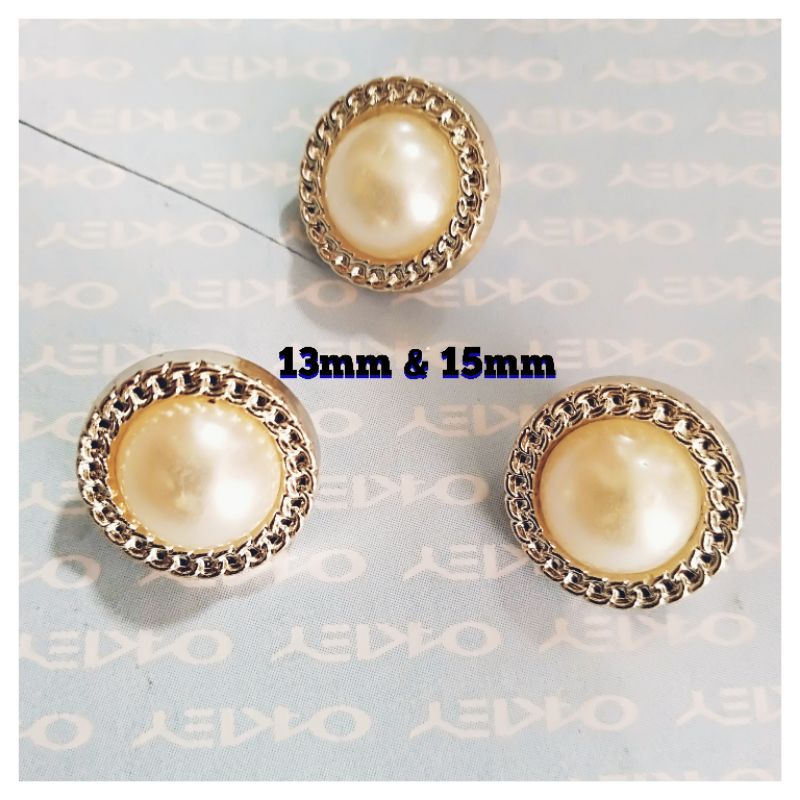 Jual kancing jamur mutiara grigi gold 13mm & 15mm isi 12pcs | Shopee Indonesia