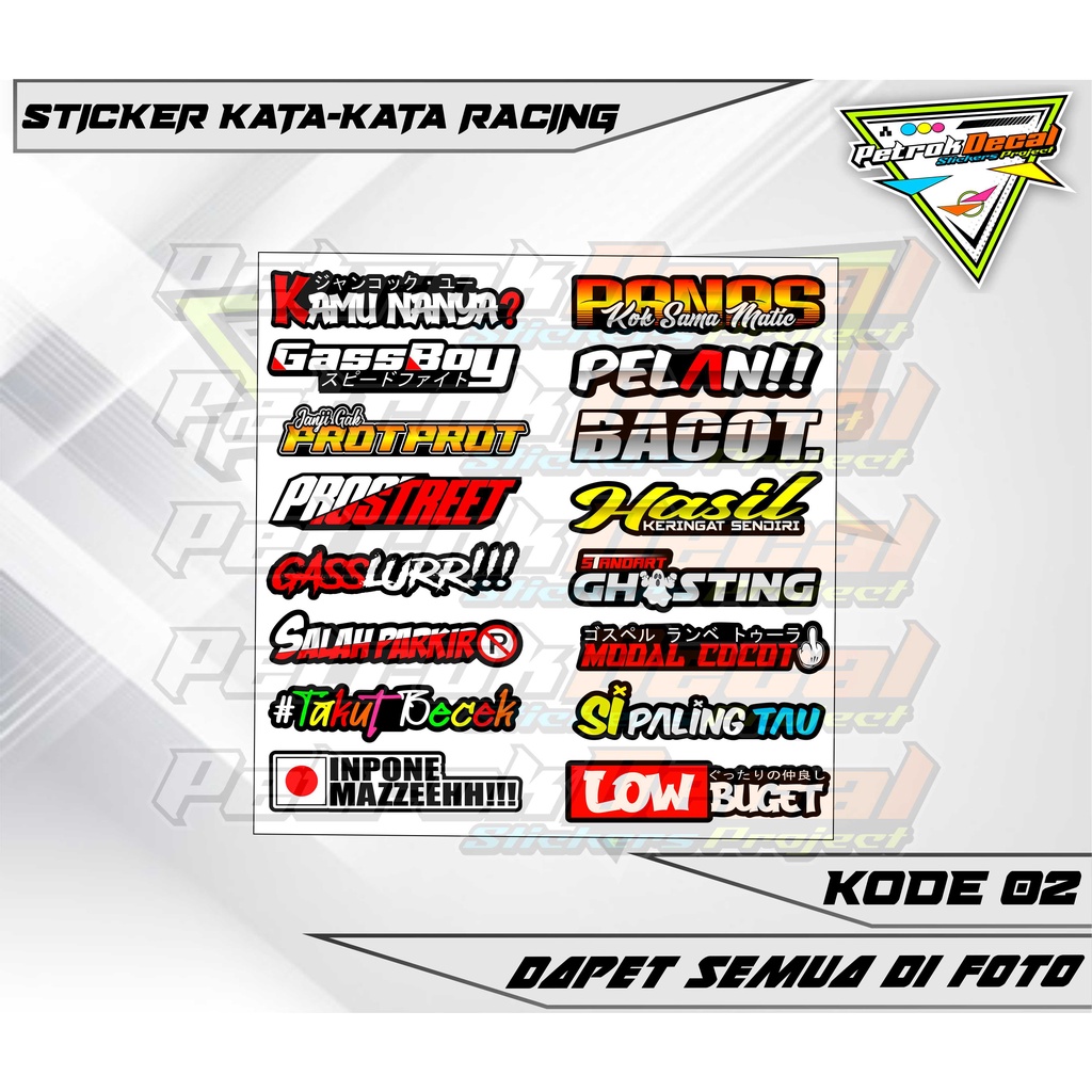 Jual STIKER PACK KATA KATA / STIKER RACING / STICKER HOLOGRAM/ STIKER HITZ / STIKER KEKINIAN ...
