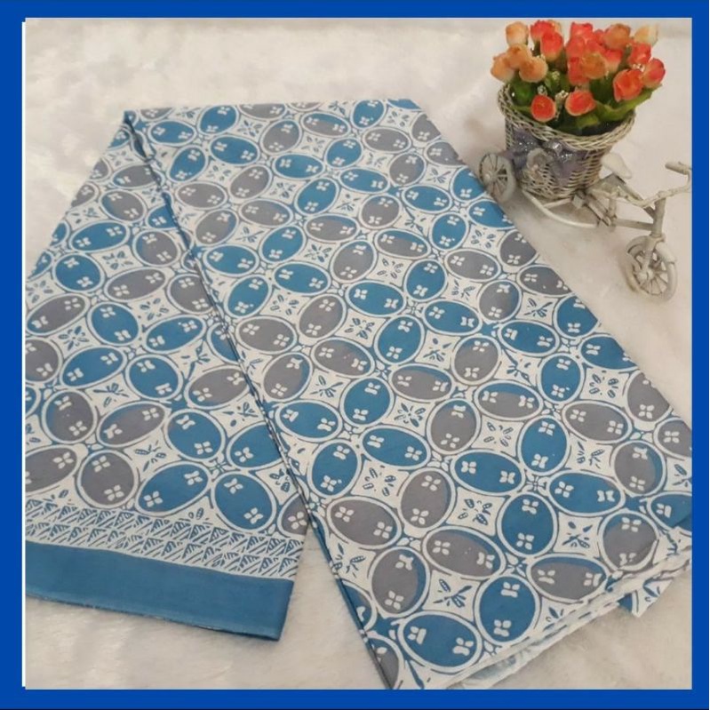 Jual kain batik motif Kawung biru langit | Shopee Indonesia