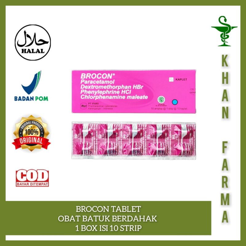 Jual BROCON BROKON TABLET OBAT BATUK KERING DAN FLU DEMAM 1 BOX ISI 10 ...
