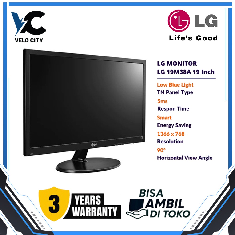 Jual Monitor LG 19 Inch 19M38A 19" LED VGA Output FULL HD Original | Shopee Indonesia