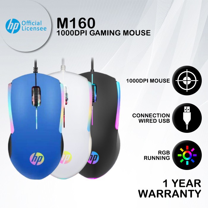 Jual HP M160 Mouse Gaming - 1000DPI RGB USB Wired HP M-160 | Shopee Indonesia