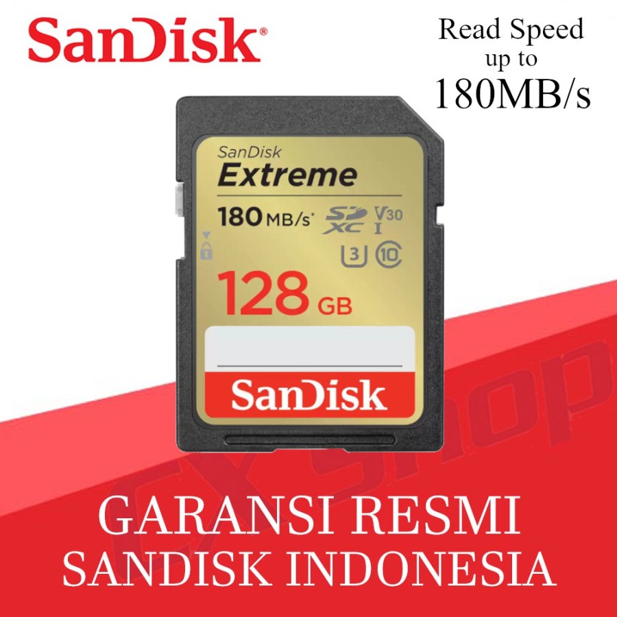 Jual Sandisk Extreme 180MB/s SDXC UHS-I U3 Card Class 10 - 128GB | Shopee Indonesia