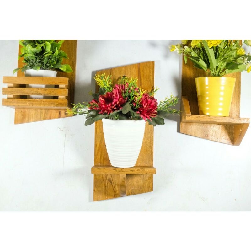 Jual HIASAN DINDING KAYU / RAK POT TEMPEL / TEMPAT POT DINDING / RAK ...