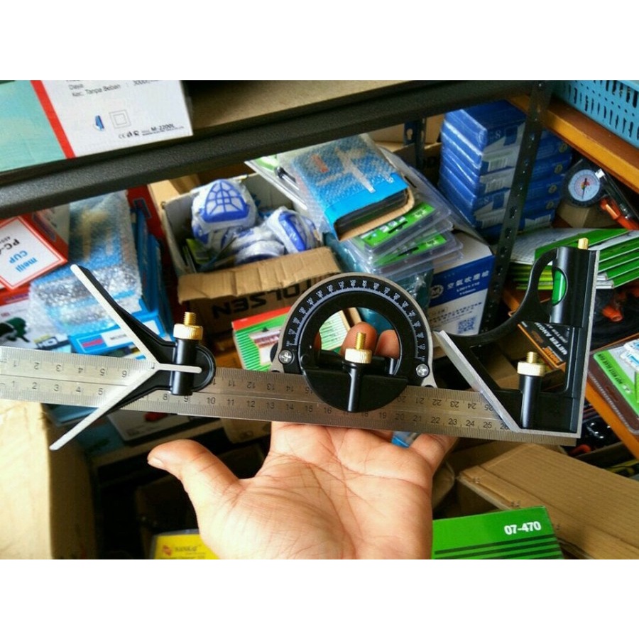 Jual penggaris siku tukang serbaguna / combination square waterpass ...