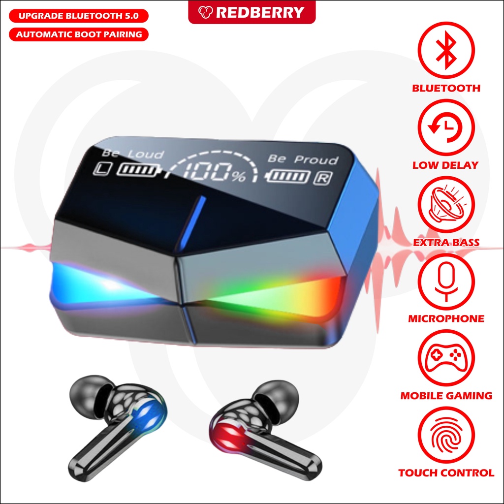 Jual TWS M28 headset Bluetooth RGB Light GAMING LOW DELAY HIFI BASS ...