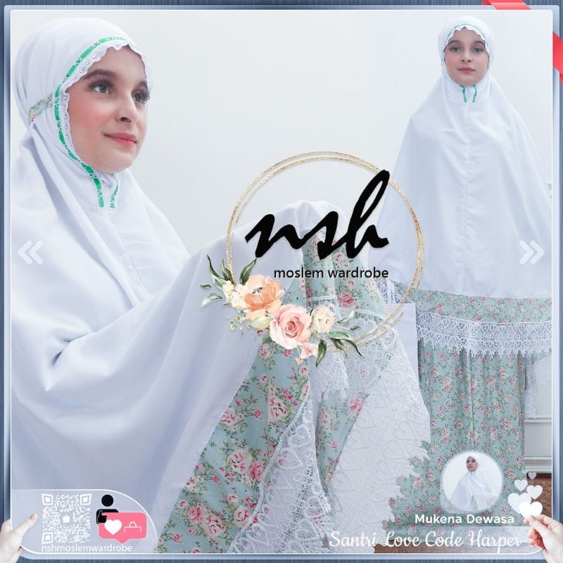 Jual MUKENA SANTRI RENDA LOVE PUTIH | MUKENA DEWASA | Shopee Indonesia