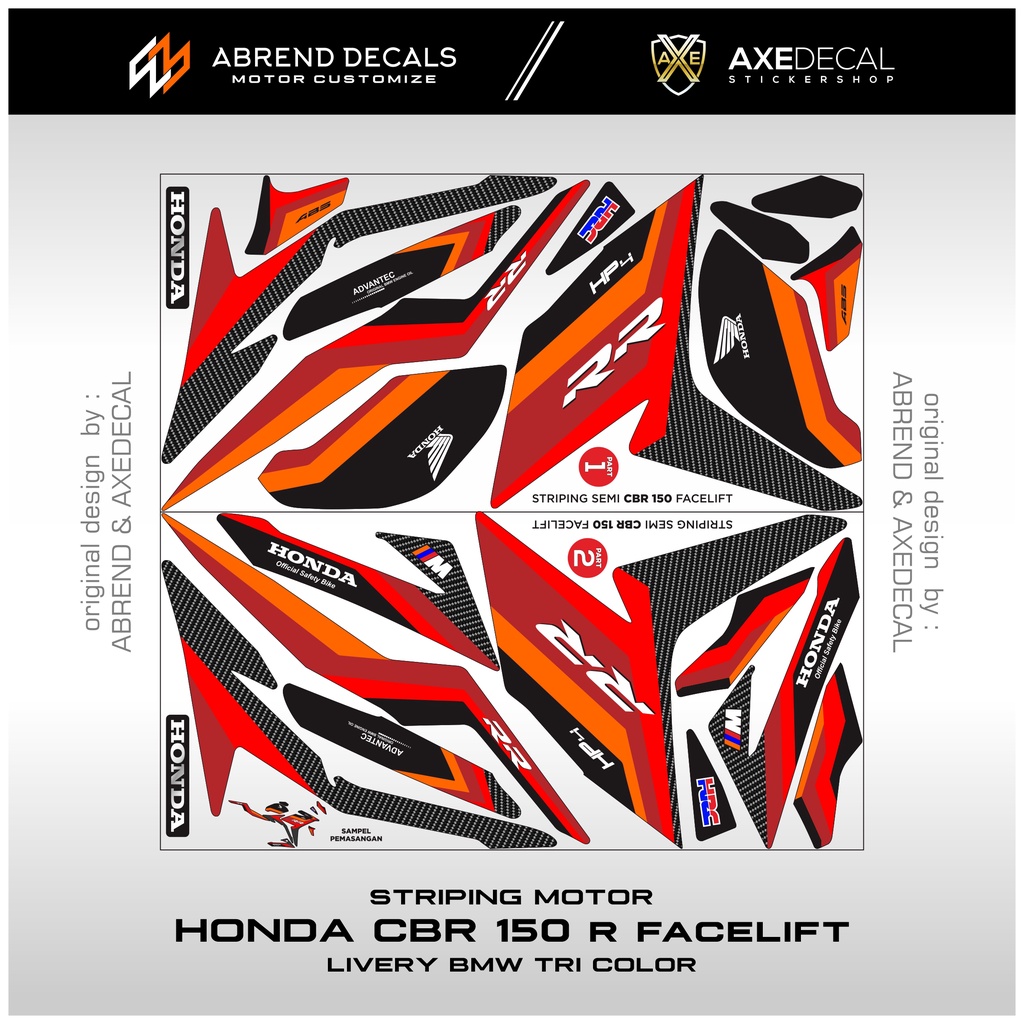 Jual Striping Cbr 150 R facelift BMW Tri Color HP4 Racing / Stiker ...