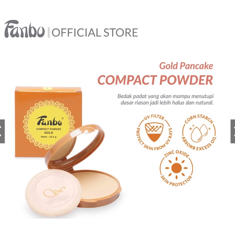 Jual Fanbo Gold Compact Powder - Bedak Padat - Zink Oxide - UV Filter ...