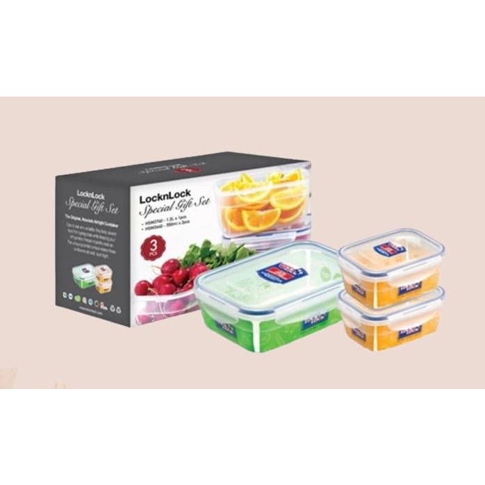Jual Lock n lock Gift set 3pcs PROMO // Lock&Lock Kado wadah makanan ...