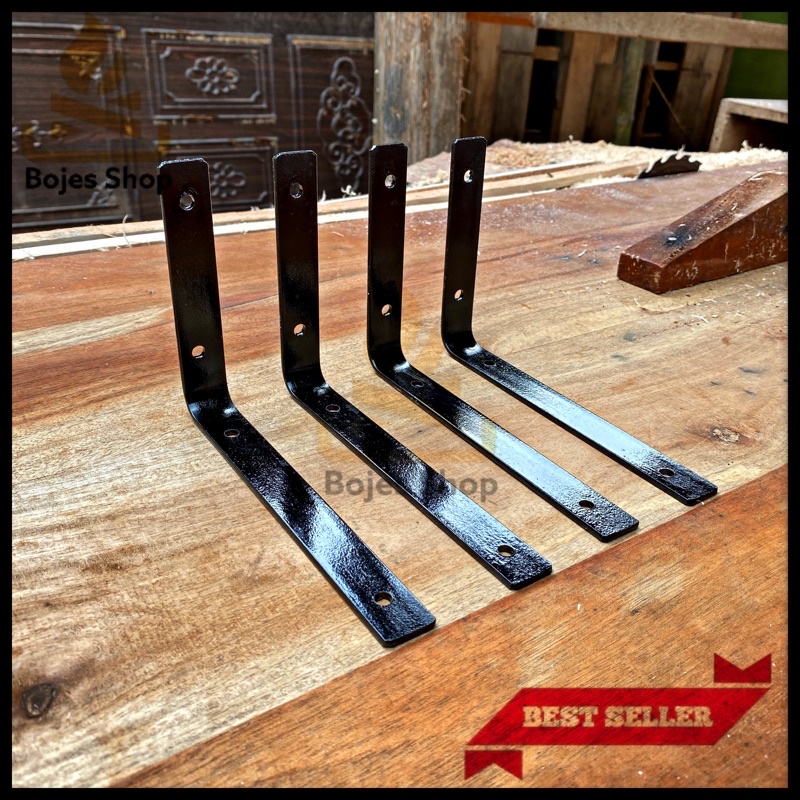 Jual bracket besi siku L rak tempel dinding / besi penyangga rak ...