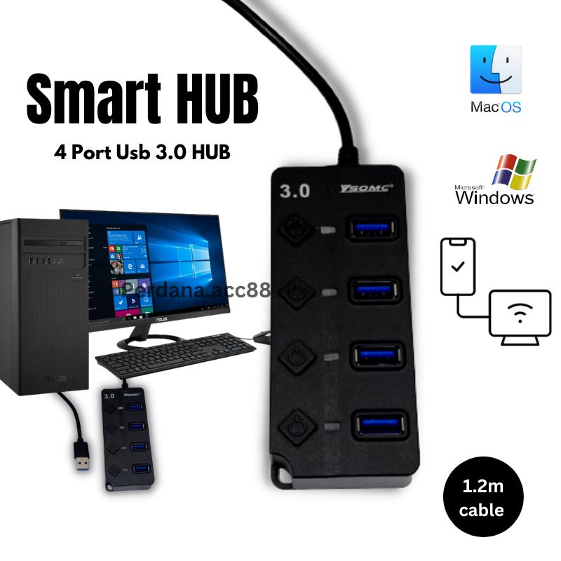 Jual USB HUB 4 PORT 3.0 YSOMC SMART HUB | Shopee Indonesia