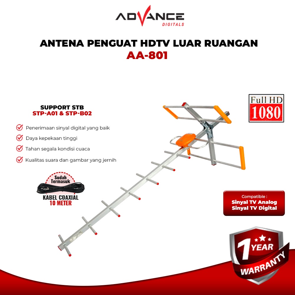 Jual Advance AA-801 Antena Outdoor UHF Analog Digitals Support Set TopBox Tv Anti Karat ...